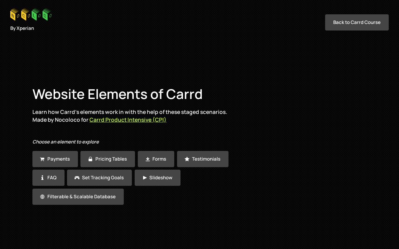 Elements of a Website in Carrd